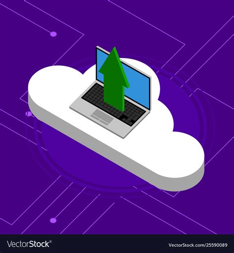Laptop Uploading To A 3d Cloud Computing Icon Vector Image