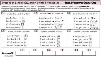 Systems Of Linear Equations With Variables Build Funny Passwords Drag Drop