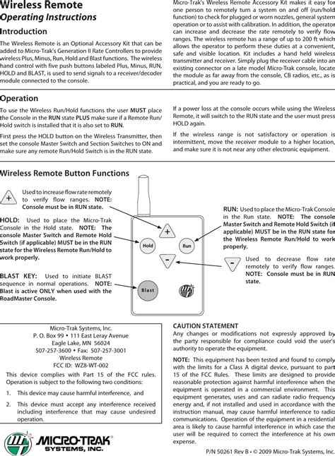 Micro Trak Systems Wt 002 Flow Rate Control Transmitter User Manual Manual