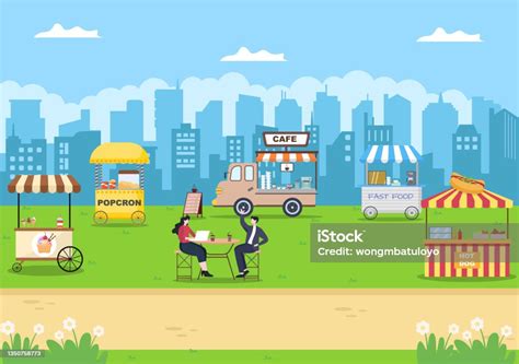 카니발 서커스 유원지 또는 놀이 공원여름 박람회 회전 목마 롤러 코스터 공기 풍선 및 놀이터 벡터 일러스트레이션의 풍경