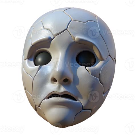 Elegant Dynamic Contemporary A Cracked Porcelain Mask Expressing