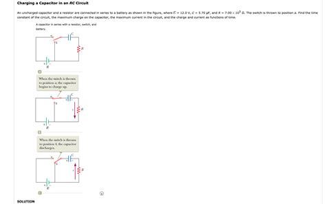 Solved Charging A Capacitor In An RC Circuit An Uncharged Chegg