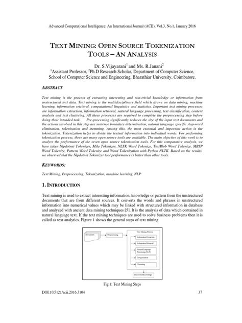 Text Mining Open Source Tokenization Tools An Analysis Pdf Data