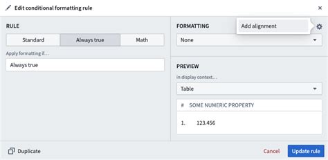 How To Set Numeric Property Alignment To The Right In Object Table