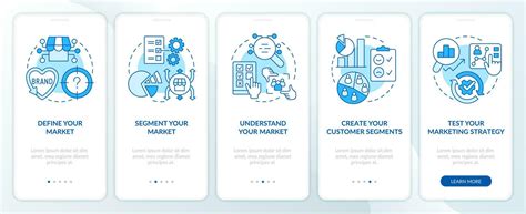 Get Started With Segmentation Blue Onboarding Mobile App Screen Walkthrough 5 Steps Editable