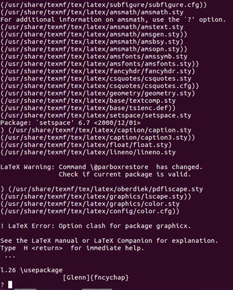 Packages Error Usepackage Glenn Fncychap TeX LaTeX Stack Exchange