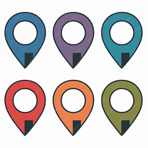 Six Unique Colorcoded Location Markers Premium Ai Generated Vector