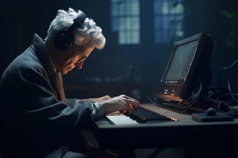 Premium Photo Blind Musician Composing Music Using Adaptive Generative Ai