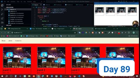 day 89 of 100dayslearningchallenge react components props and jsx