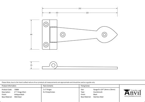 Textured Cast T Hinge 6 Pair Sws Hardware