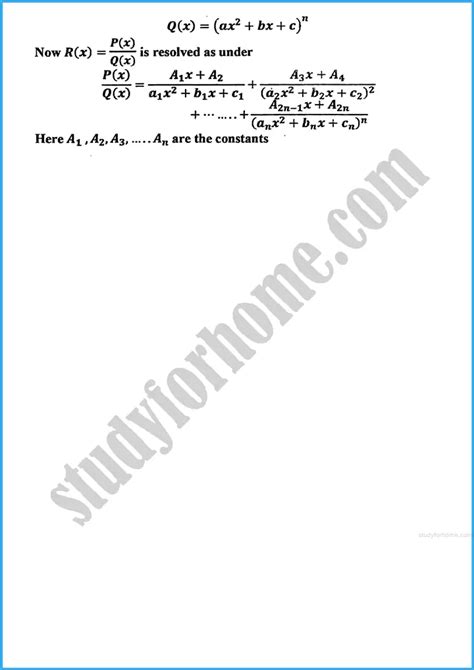 Solved Definition And Formulae Partial Fractions Mathematics Class 10th