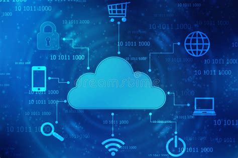 2d Illustration Of Cloud Computing Digital Cloud Computing Concept