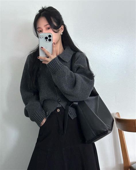 유인어스 딜락트 여성 울 오버핏 루즈핏 벌룬소매 골지 카라 니트가디건