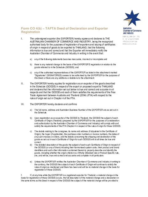 Fillable Online Tafta Deed Of Declaration And Exporter Registration Fax