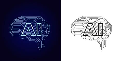 뇌 회로 기판 인공 지능 기술 그림 프리미엄 벡터