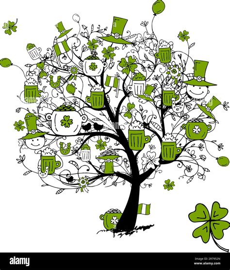 St. Patrick's Day, drawing tree with beer mugs for your design Stock Vector Image & Art - Alamy