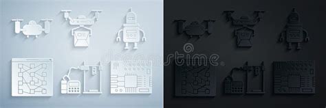 Set 3d Printer Robot Global Technology Or Social Network Printed Circuit Board Pcb Drone