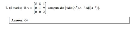 solved 7 5 marks if a ⎣⎡500810192⎦⎤ compute