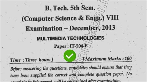 2013 Mdu Btech Be Cse 5th Sem Multimedia Technology Question Paper Youtube