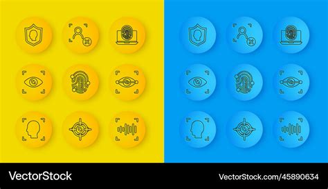Set Line Face Recognition Eye Scan Fingerprint Vector Image