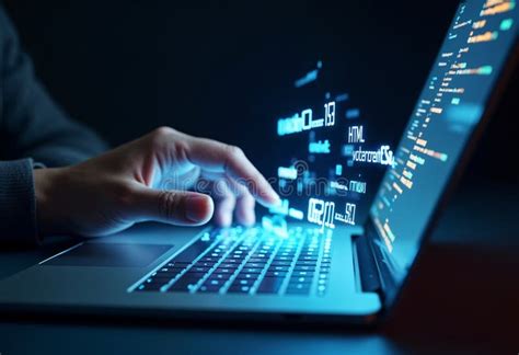 Late Night Coding Session Illuminates The Keyboard With Lines Of