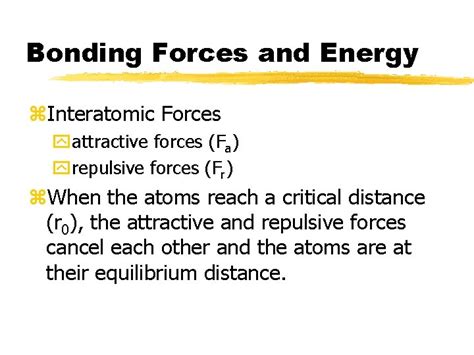Interatomic Bonding Z Bonding Forces And Energies Y