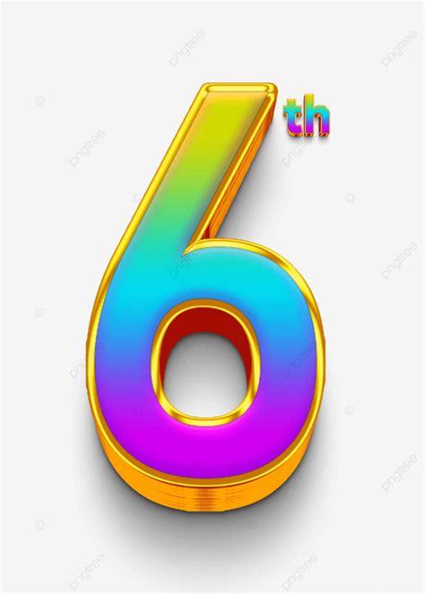 6th Number Digit Light Golden Colorful 3d Shiny Shiny 6th Number 6th Number Digit 6th Number