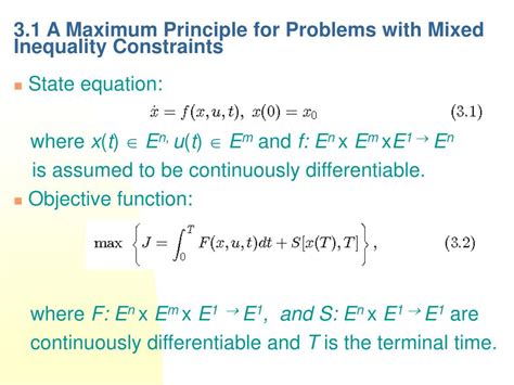 Ppt Chapter 3 The Maximum Principle Mixed Inequality Constraints