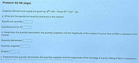 solved problem 02 06 algo suppose demand and supply are