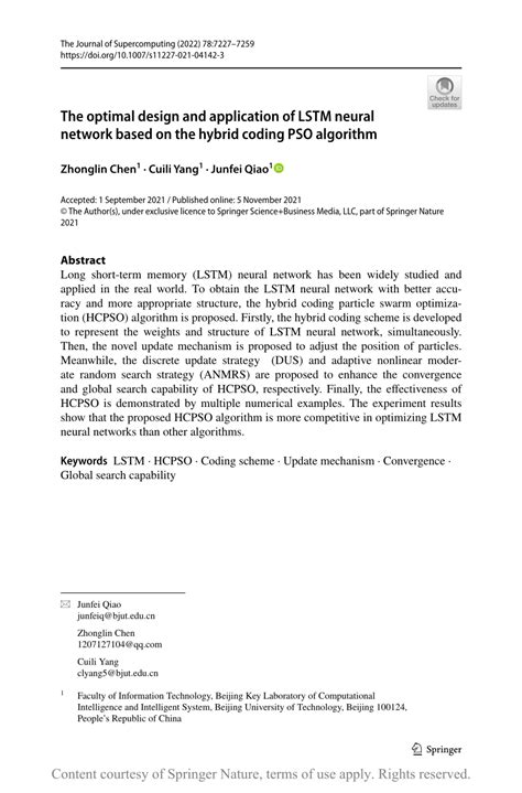 The Optimal Design And Application Of Lstm Neural Network Based On The Hybrid Coding Pso
