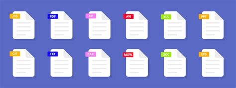 파일 형식 아이콘 설정 문서 유형 문서 파일 아이콘 Pdf Doc  Xls Zip Rar Txt Avi Mow Eps 다운