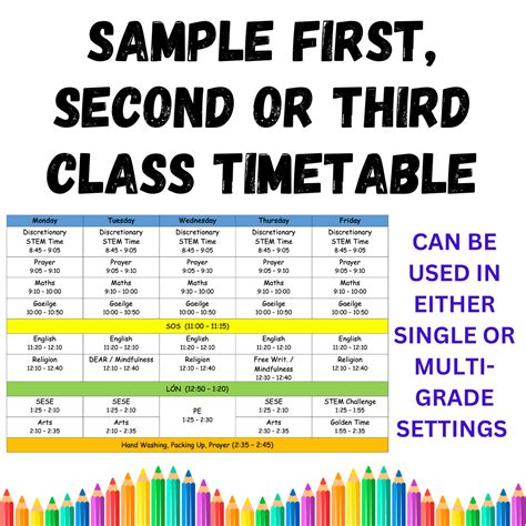 Mash Class Level Editable Sample 1st 2nd 3rd Class Timetable