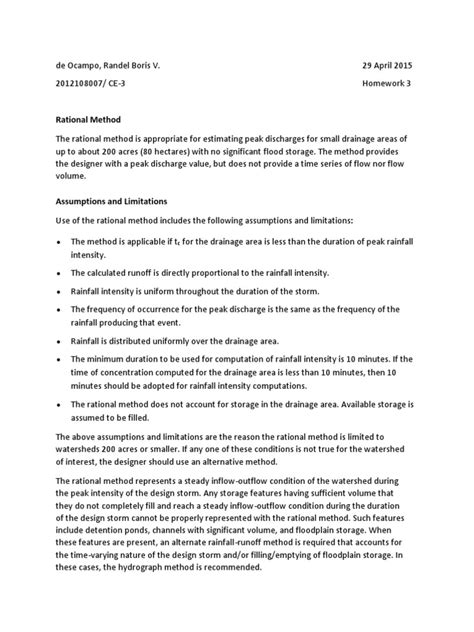 Rational Method Pdf Pdf Drainage Basin Surface Runoff