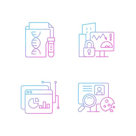 Vector Icons Set Featuring Linear Gradient Sensitive Data Types Vector