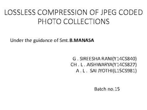ppt lossless compression of jpeg coded photo collections