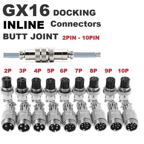 Aviation Inline Plug Male And Female Wire Panel Metal Connector 16mm 2~10 Pin Gx16 Ti 74 Series