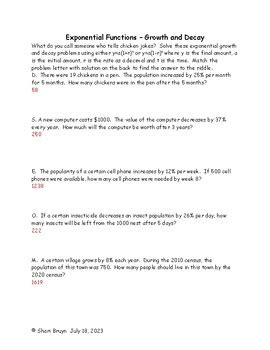 Exponential Functions Growth And Decay By We Re Bruyn Math TPT
