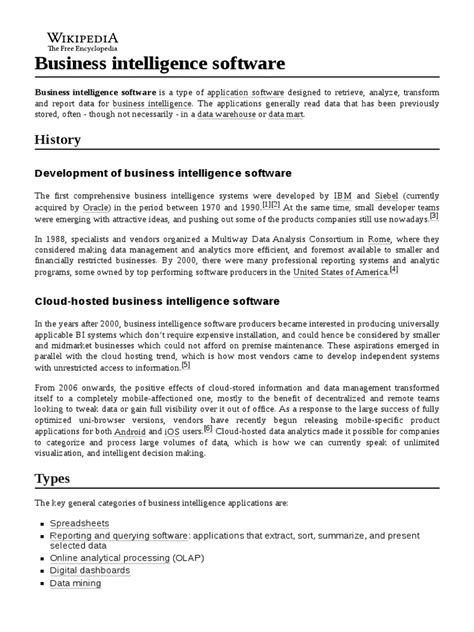 Business Intelligence Software Pdf Business Intelligence Data