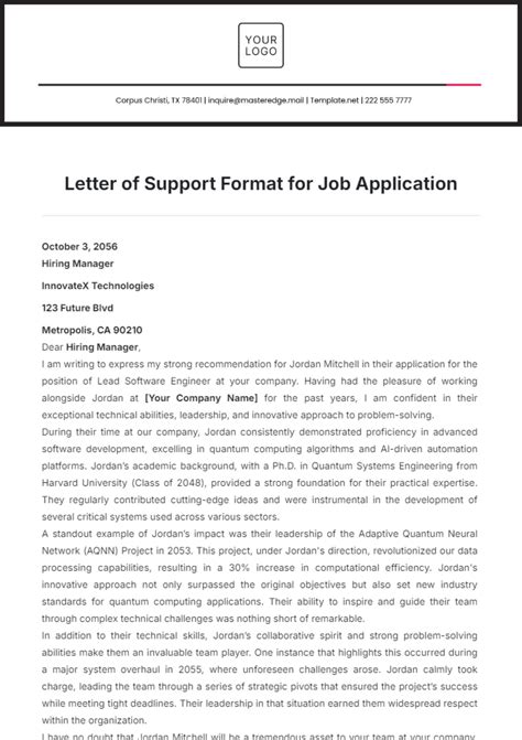 Free Architecture Recommendation Letter Template To Edit Online