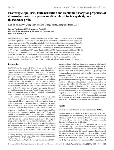 Pdf Prototropic Equilibria Tautomerization And Electronic Absorption