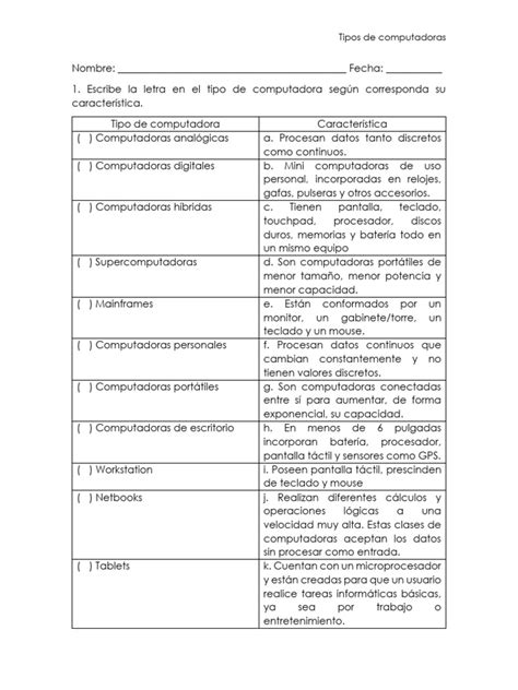 Actividad 2 Tipos De Computadoras Pdf Microprocesador Electrónica