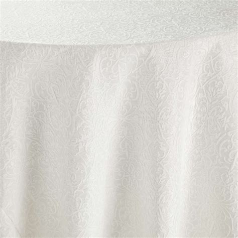 Juliette Pearl Table Linen White Table Cloth Scroll Pattern Table