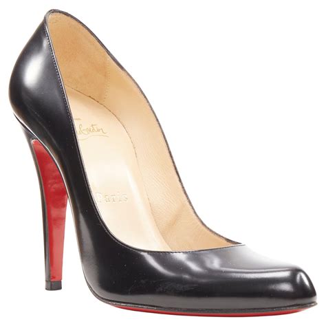 Christian Louboutin Black Polished Leather High Heel Classic Court