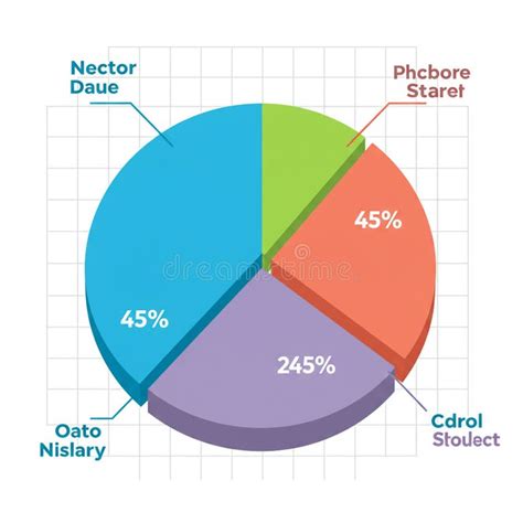 A Pie Chart With Four Colored Sections Over A Grid Background The Blue