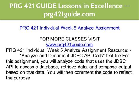 prg 421 guide lessons in excellence ppt download