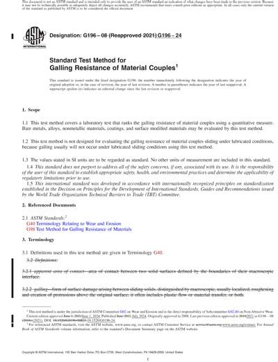 Astm G196 24 Red Standard Test Method For Galling Resistance Of