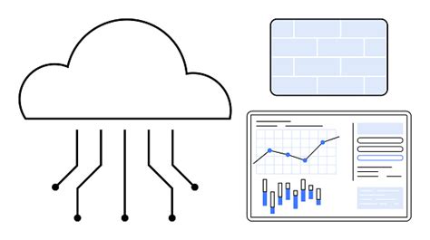 Cloud Technology Network With Data Analytics Dashboard And Firewall