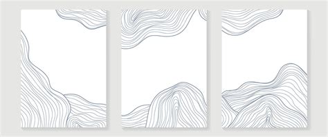 Abstract Line Art Background Vector Minimalist Modern Contour Drawing With Wavy Curve On White