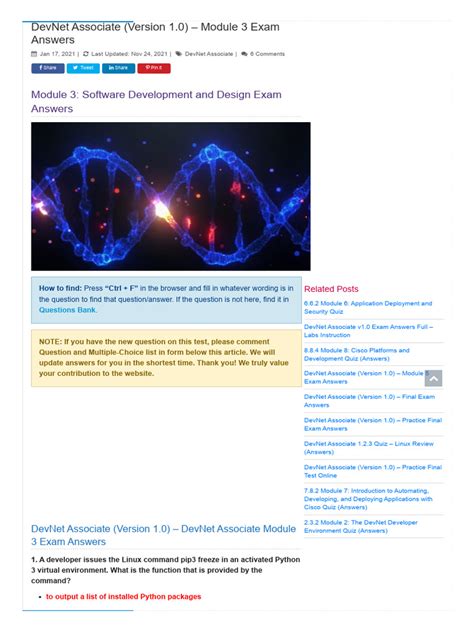 Devnet Associate Version 10 Module 3 Exam Answerspdf Pdf
