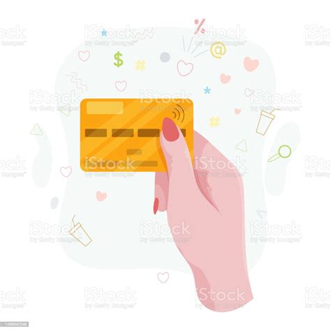 은행 카드가있는 손 계산 이전 기부 받기 짜내기 돈 보여주기 신용 카드로 상품에 대한 지불 자선 은행 운영 벡터 일러스트레이션 대출에 대한 스톡 벡터 아트 및 기타 이미지